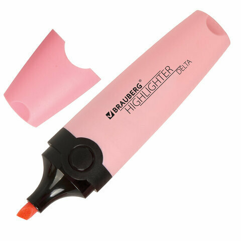 Текстовыделитель BRAUBERG "DELTA PASTEL", пастельный розовый, линия 1-5 мм, 151731