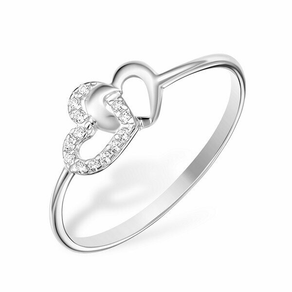 Кольцо, серебро, 925 проба, родирование, фианит