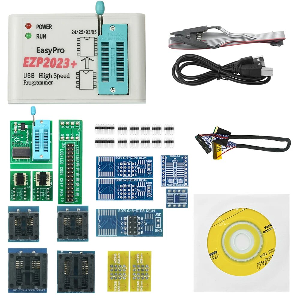 EZP2023+ USB Программатор SPI EEPROM Flash с 15 адаптерами — фото 1