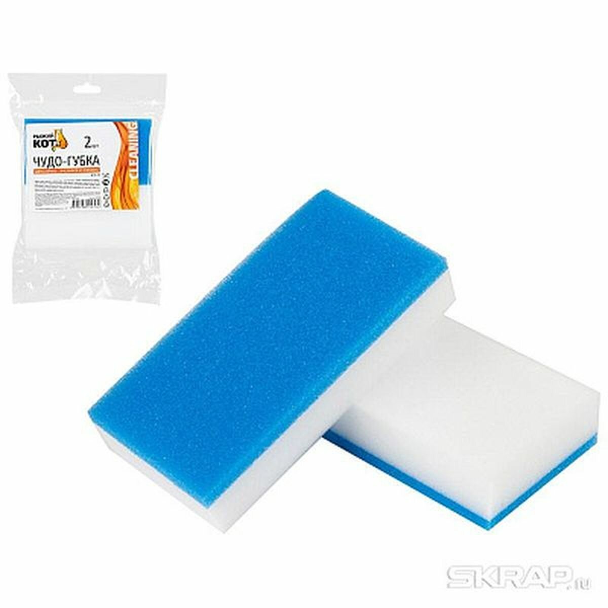 Чудо-губка MSp-03 двухслойная, с прослойкой из поролона, 2 шт. в наборе (размер: 11,5*6*2,3 см)