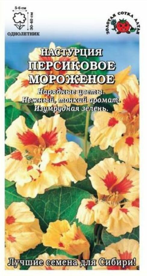 Семена Настурции Золотая сотка Алтая "Персиковое мороженое", 0,5 г