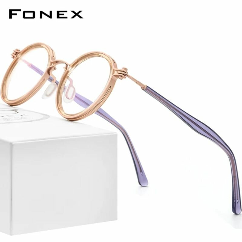 Оправа для очков FONEX унисекс, винтажные круглые оптические очки в стиле ретро, корейские безвинтовые очки