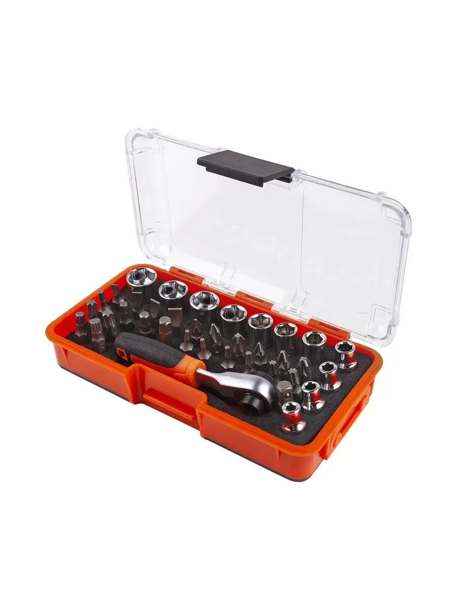 Набор бит AVSteel AV-071037, с торцевыми головками и удлинителями, 37 шт.