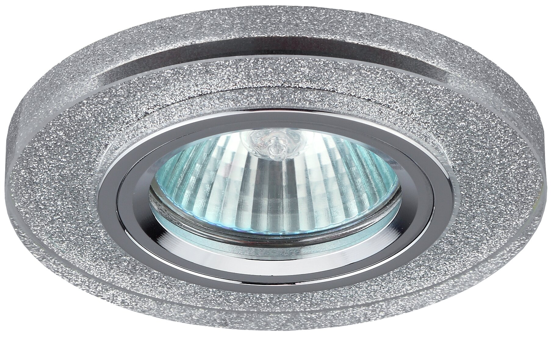 Светильник ЭРА декор стекло круглое MR16,12V/220V, 50W, хром/серебряный блеск (50/2100)
