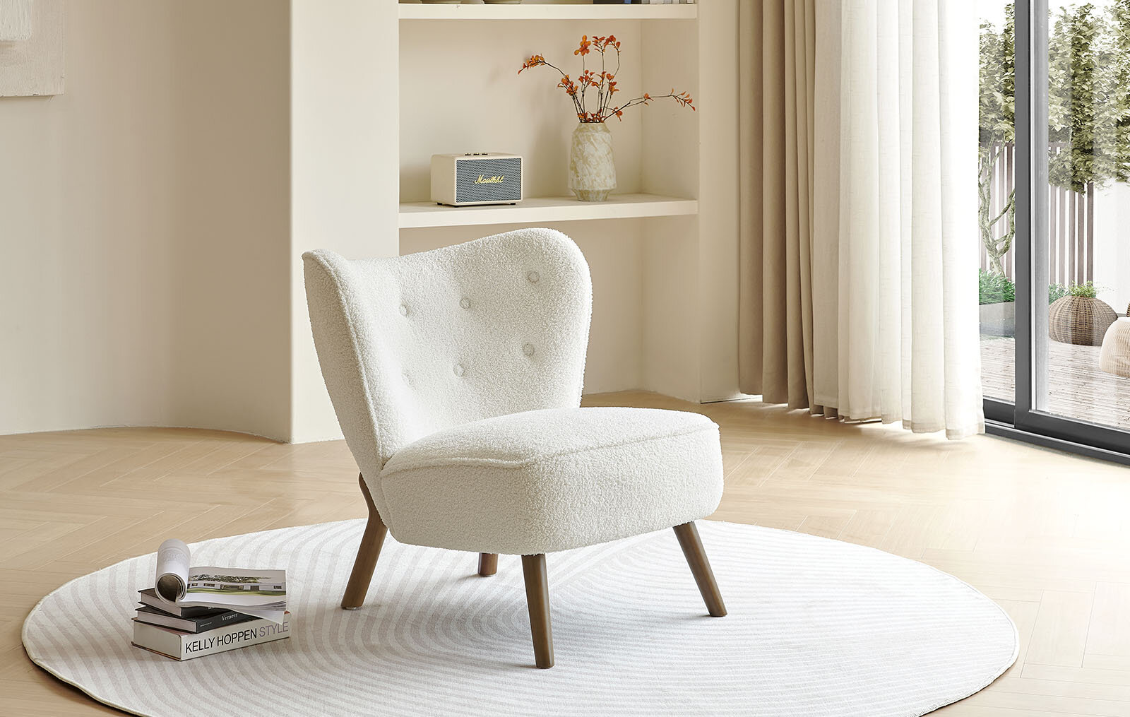 Кресло Gladys, слоновая кость/орех