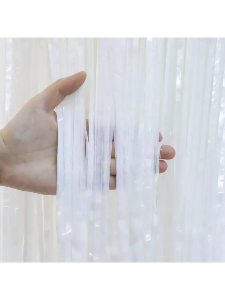 Занавес Дождик Белый, Металлик, 100*200 см, 1 шт.