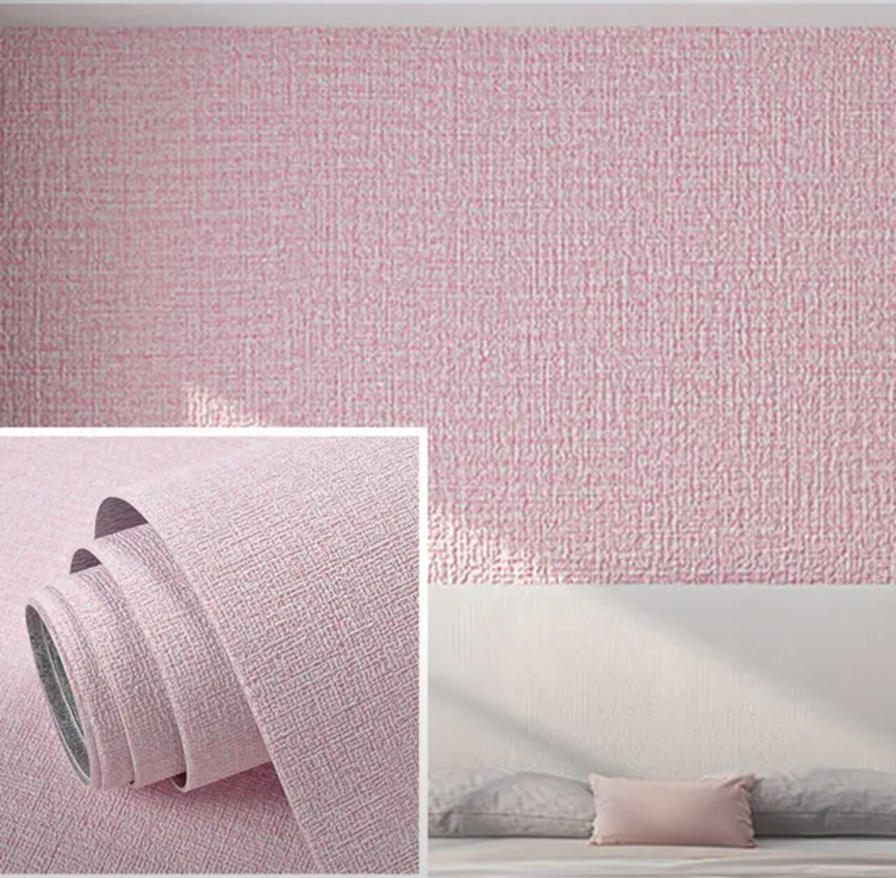 Мягкие Самоклеящиеся 3D обои 50см х 10 м/ Обои для стен/ Декоративные обои/ Интерьер, дизайн стен/Цвет Розовые