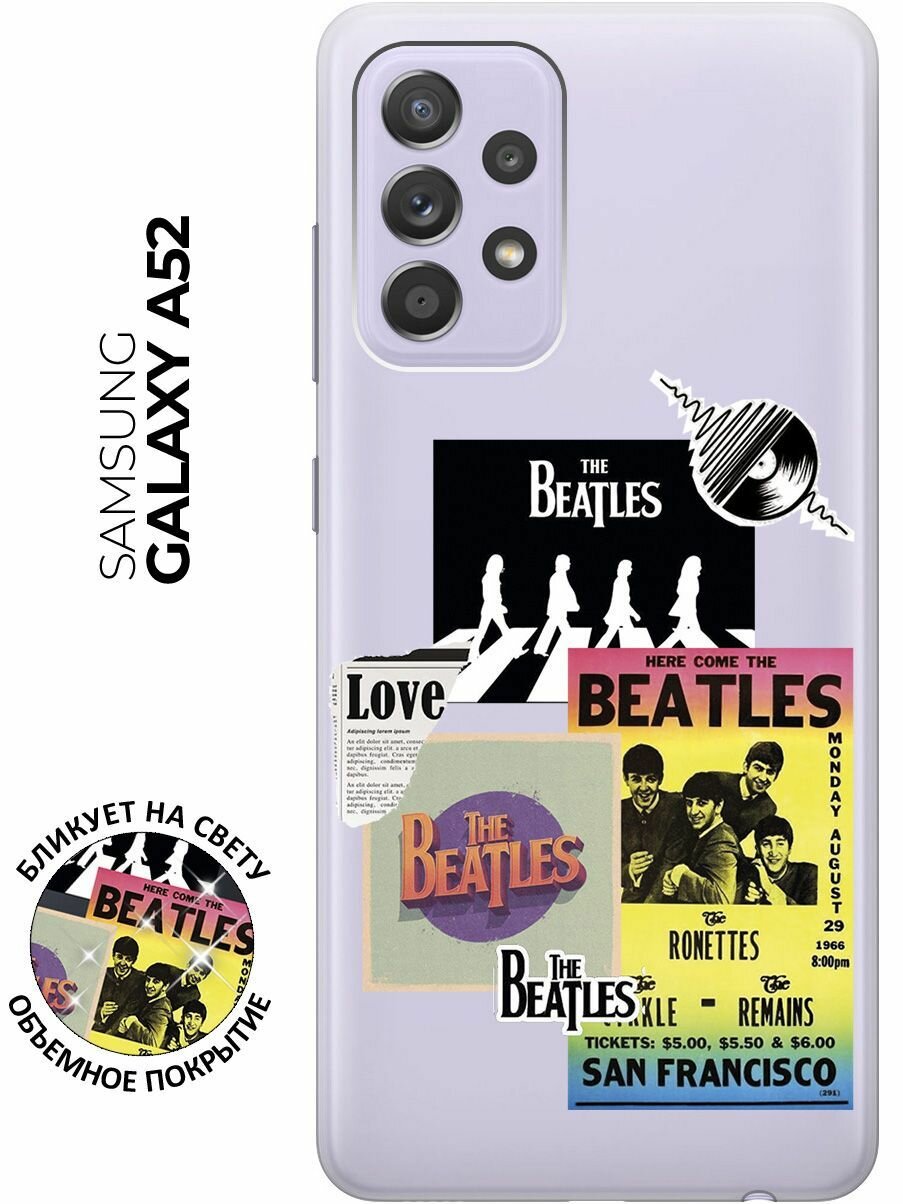 Силиконовый чехол с принтом Beatles Stickers для Samsung Galaxy A52 / Самсунг А52