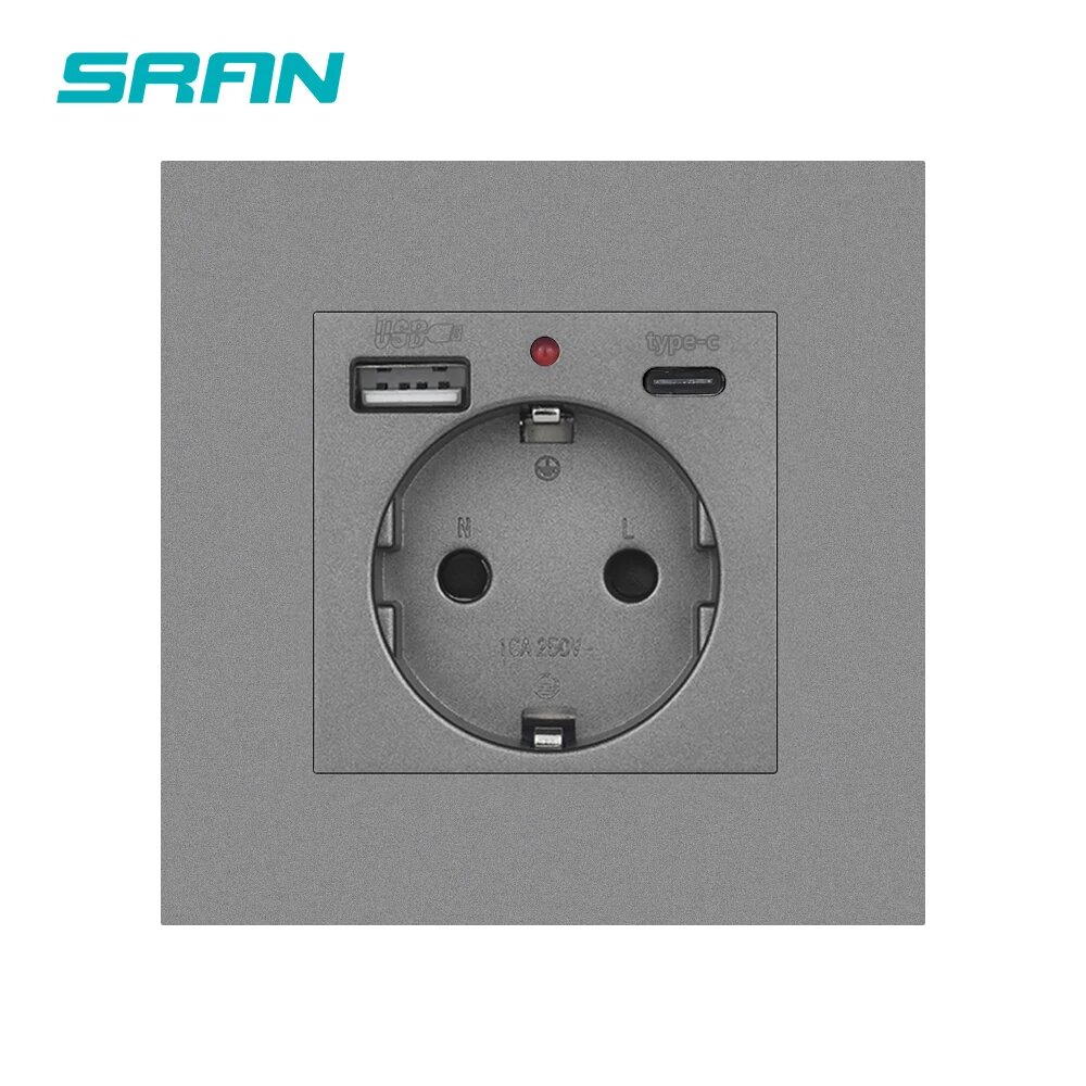 Розетка SRAN EU Grey USB Type-c