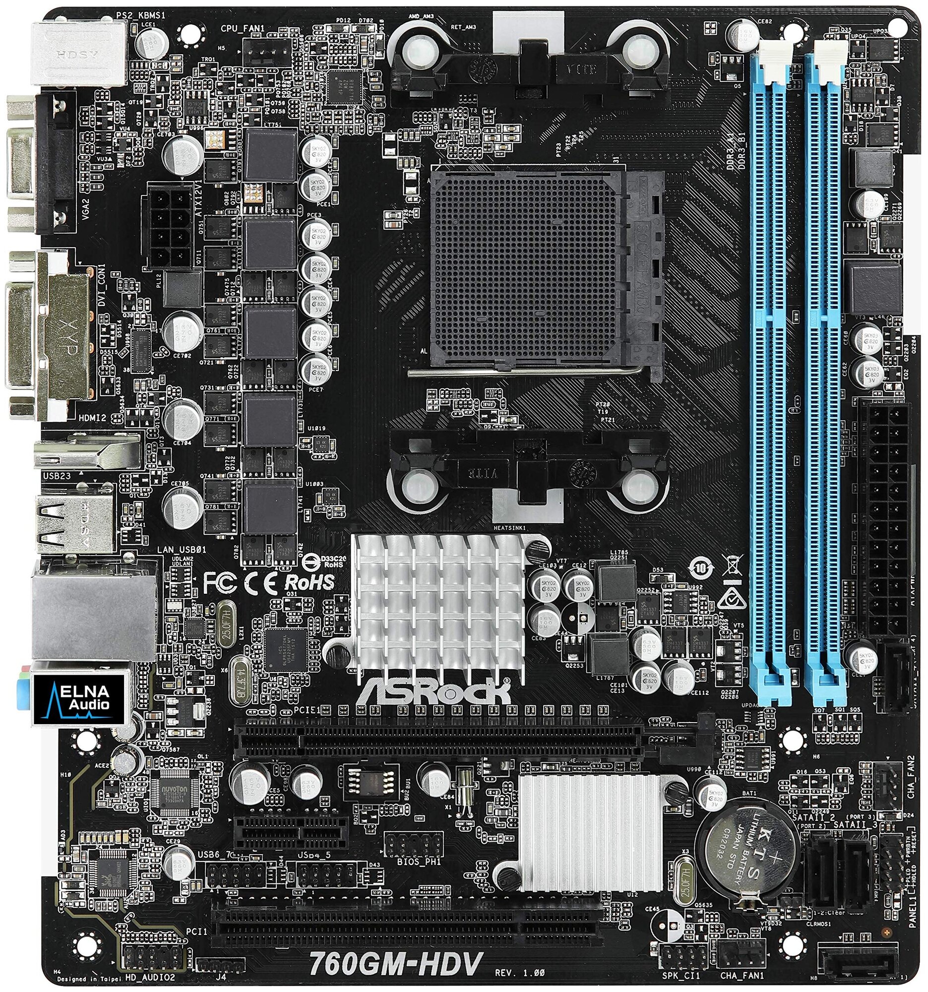 Материнская плата ASRock 760GM-HDV, Micro-ATX, AM3+ (760GM-HDV)