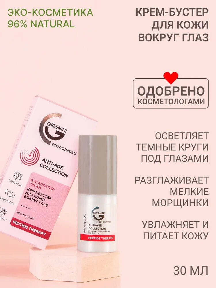 Greenini Крем-бустер для кожи вокруг глаз с коллагеном и скваланом ANTI-AGE 30мл