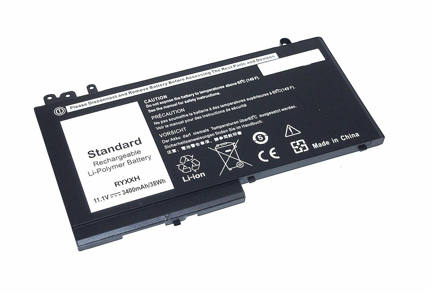 Аккумуляторная батарея для ноутбука Dell Latitude E5250 (RYXXH) 11.1V 38Wh черная OEM