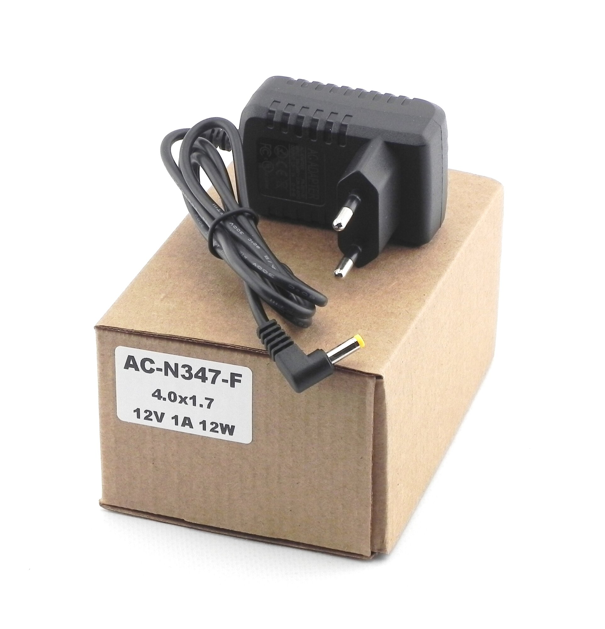Блок питания 12V 1A 12W разъем штекера 4.0*1.7 - угловой, для широкого спектра техники