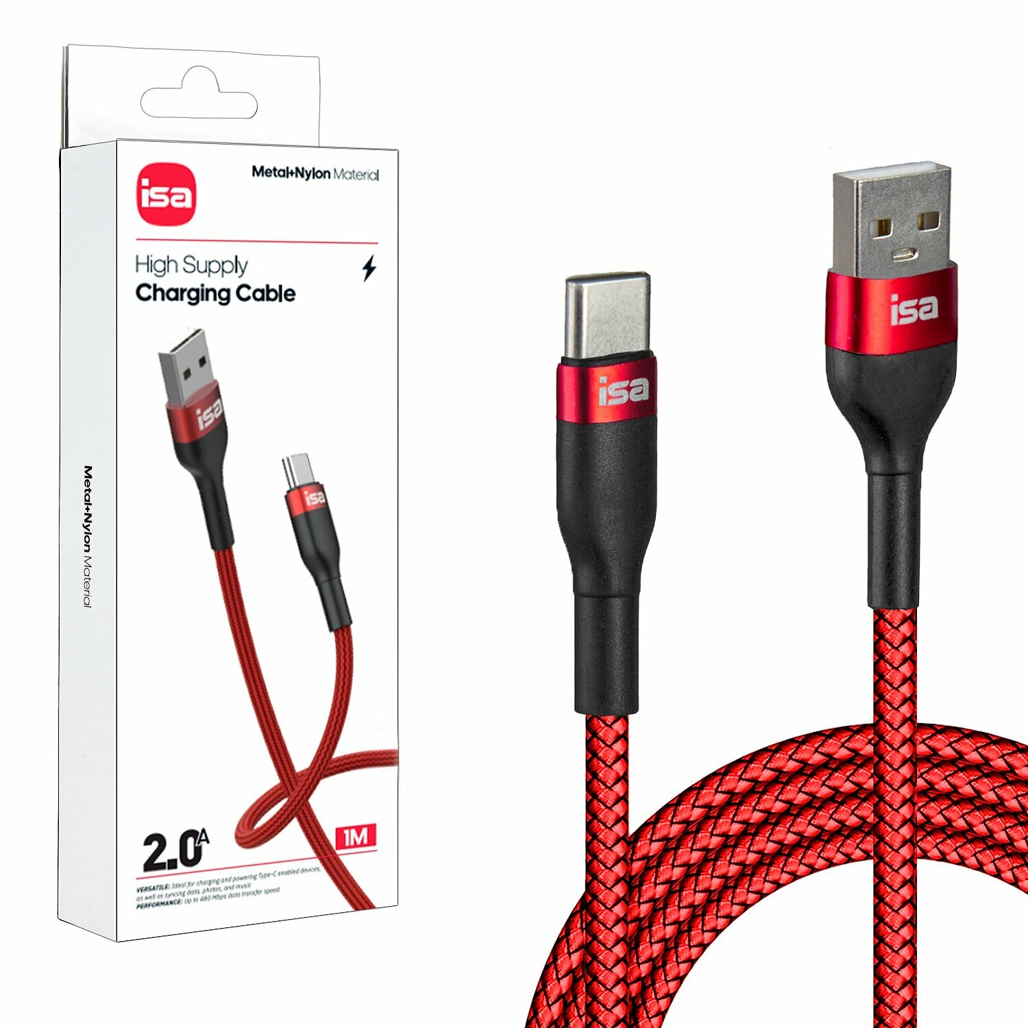 Кабель USB Type-C 1m 5V 2A BX-5 ISA красный (IS111893)