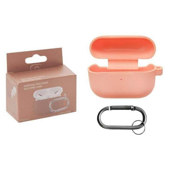 Чехол Airpods Pro Hang Silicon Сase с карабином Papaya