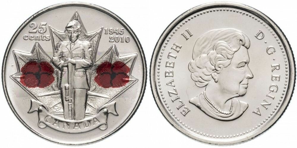 Канада 25 центов, 2010 65 лет победе во Второй Мировой войне