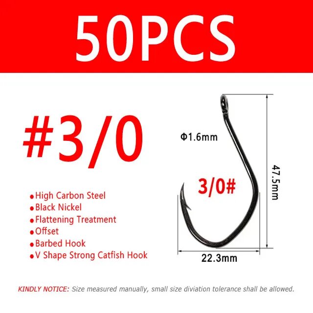 Bimoo Крючки для сома из высокоуглеродистой стали 50 шт. Красный, size 3l0 50PCS