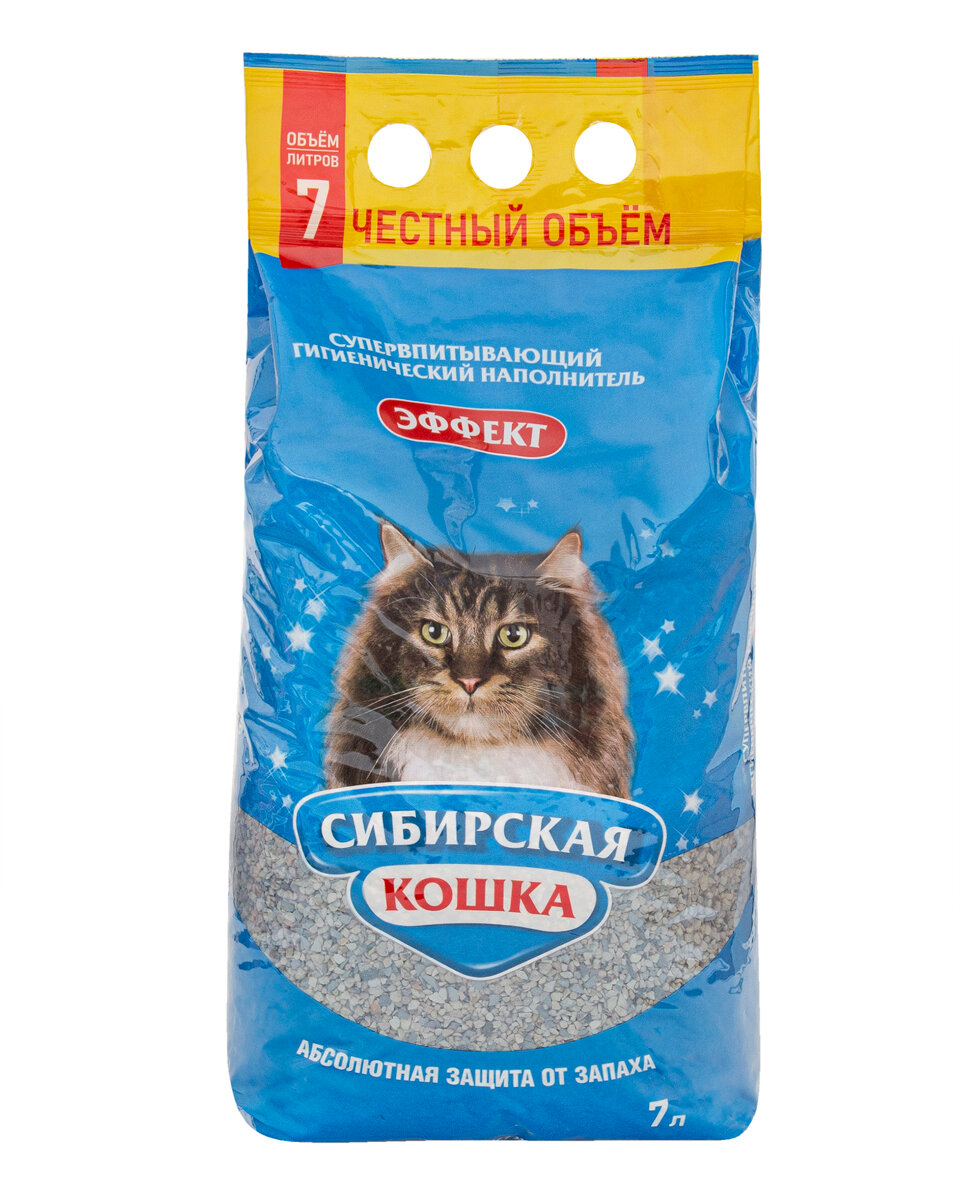 Впитывающий минеральный наполнитель для кошек Сибирская кошка Эффект 7л