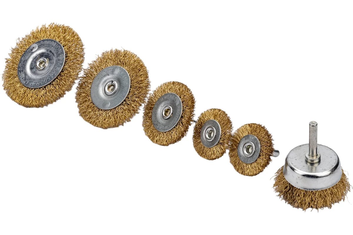 Набор металлических щеток со шпильками 6 шт ермак 656-035 для зачистки сварочных швов