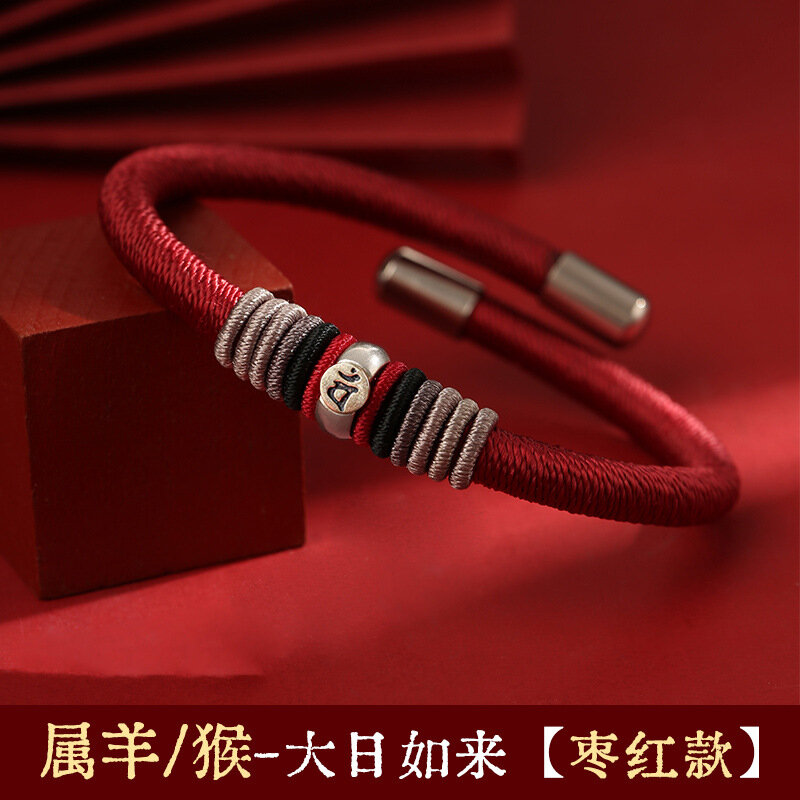 Браслет с узлом дракона, Запретный город, Новый год рождения, Будда, Год змеи, Зодиакальный браслет-хранитель, S925 стерлинговое серебро, ручной работы, плетеный браслет для мужчин