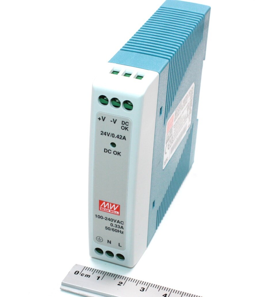 24V, 10W, 0,42A MDR-10-24, Модуль питания сетевой (блок питания на DIN рейку), SOP243001, MEAN WELL
