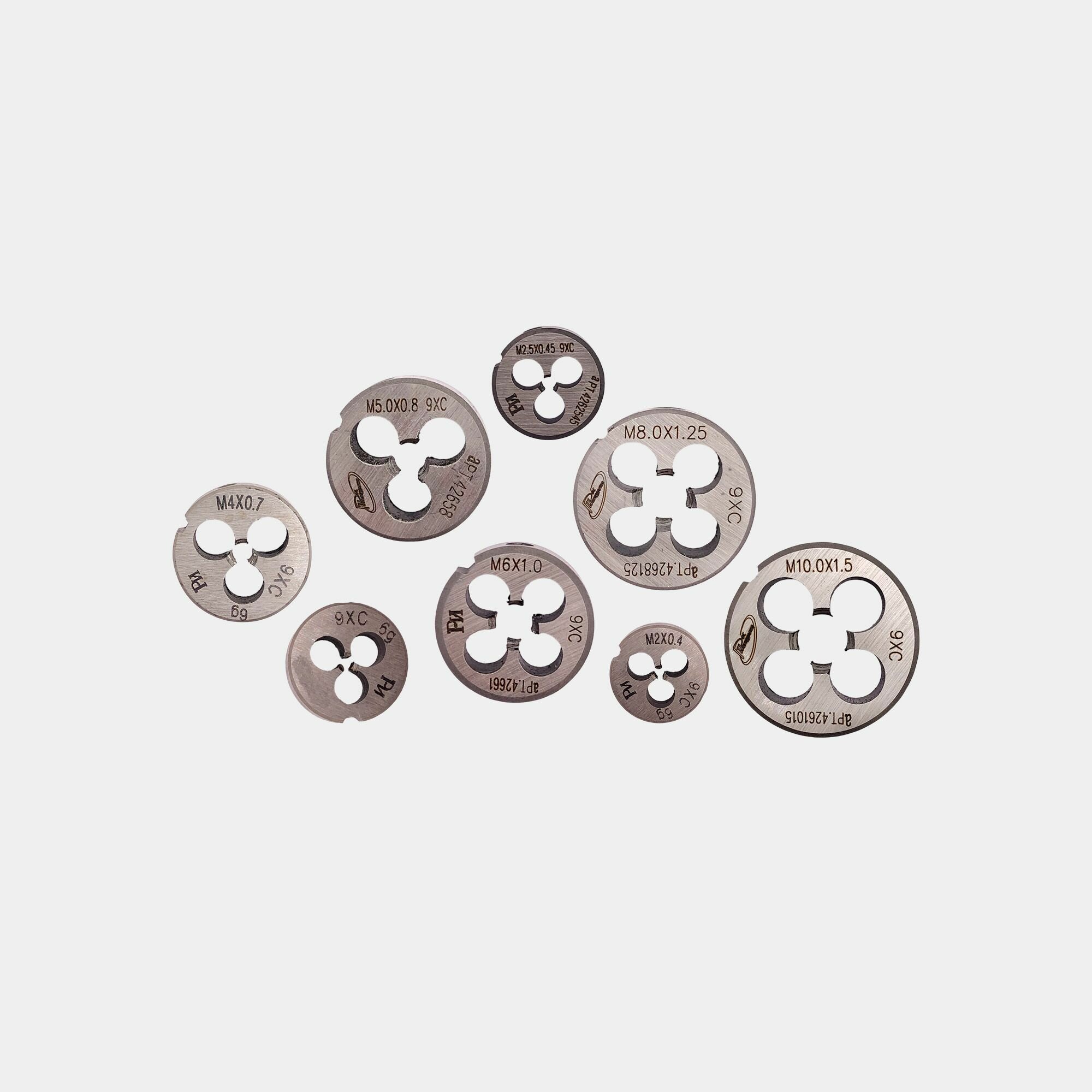 Комплект плашек метрических с основными шагами 2 - 10 (8шт) 9хс