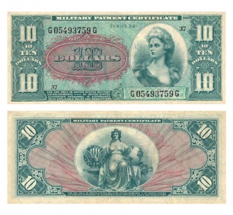 10 долларов 1961 США военный платежный сертификат, сувенирная копия, банкноты и купюры редкие коллекционные