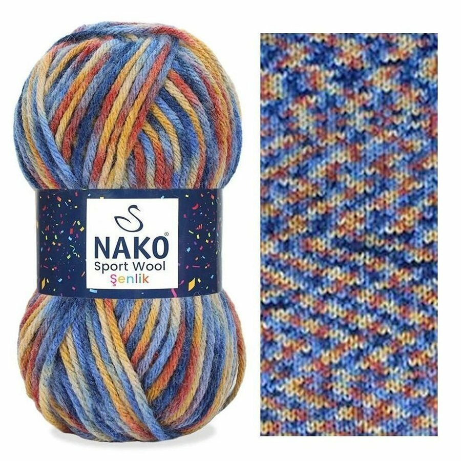 Пряжа Nako SPORT WOOL SENLIK 87743 принт (5 мотков)