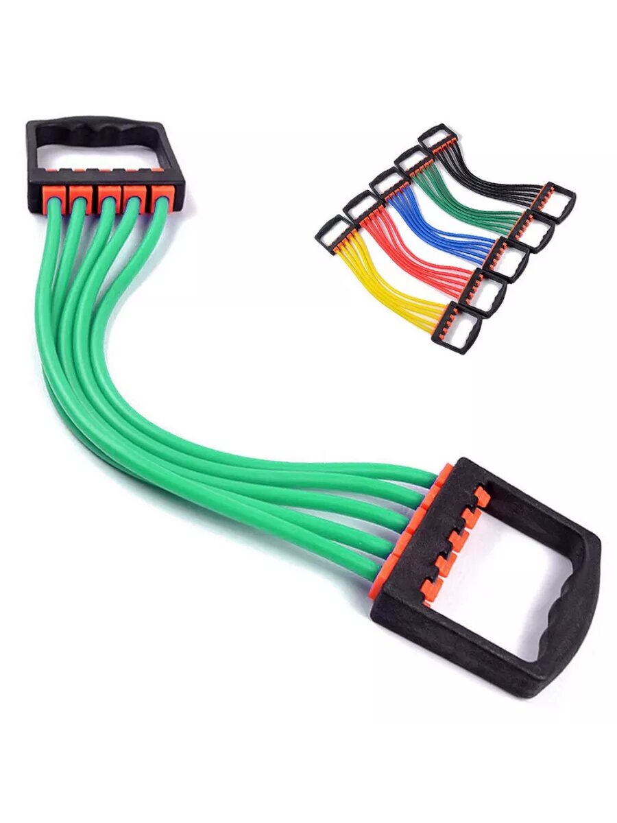 Эспандер Hawk B32171-2, плечевой, трубчатый, для развития мышц, 5 латексных жгутов, зеленый