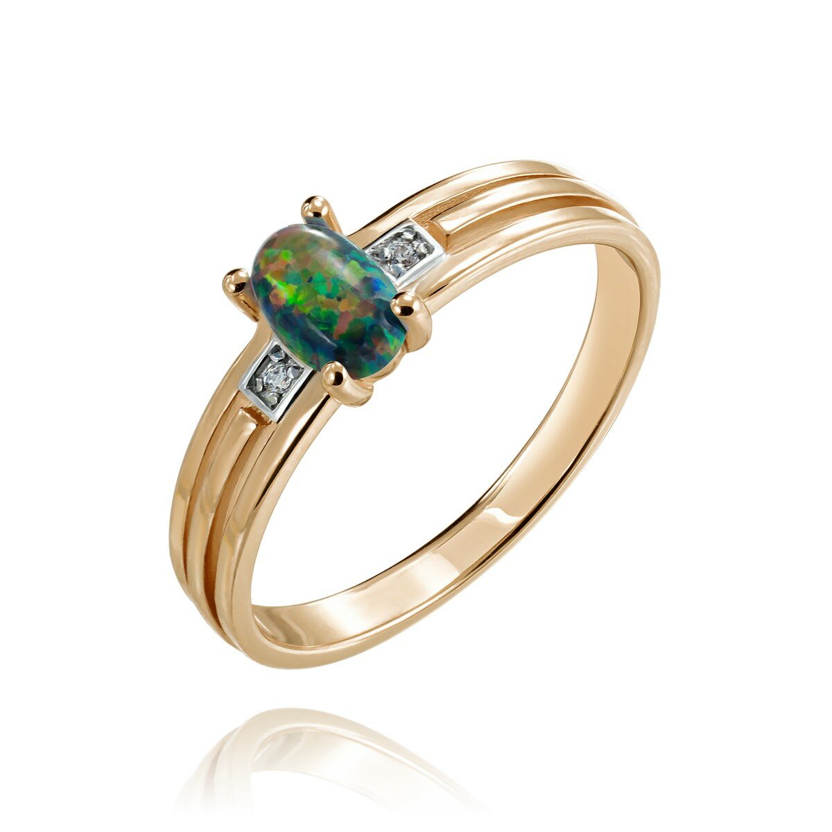 Кольцо, красное золото, 585 проба, опал