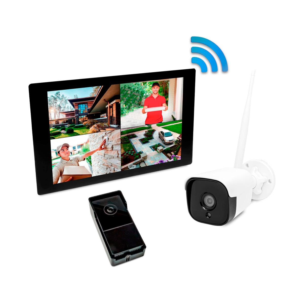 Комплект Wi-Fi видеодомофон TUYA APP с камерой - SkyNet 1000 (1+1)-TFT (Y12440YKS): HD монитор 10 дюймов и 3MP вызывная панель, камера 3MP