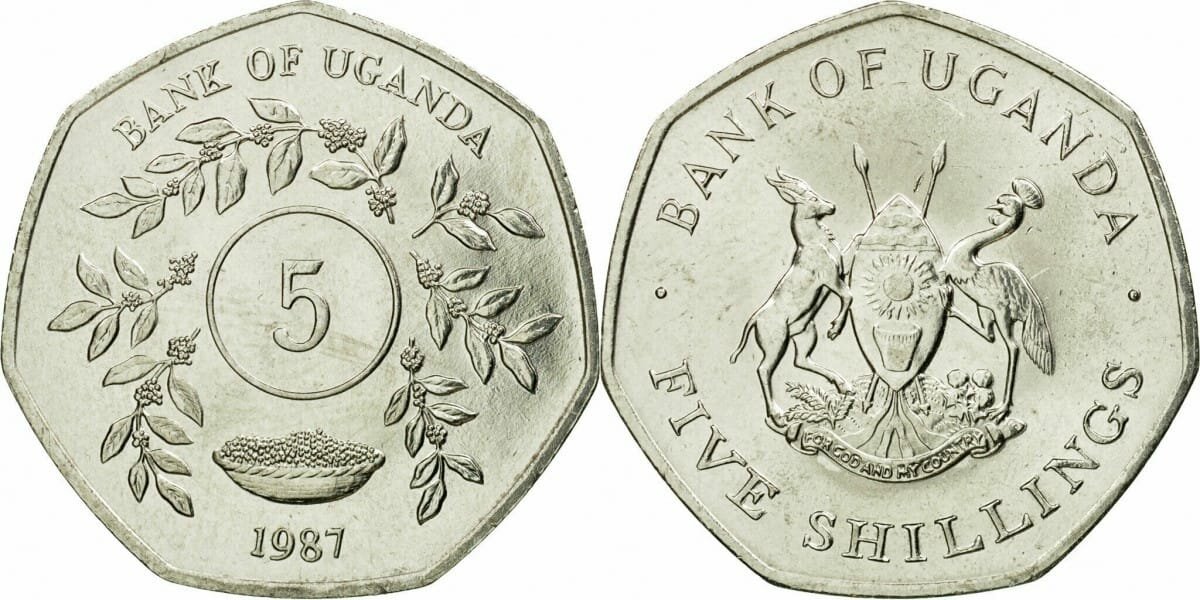 Уганда 5 шиллингов, 1987 Кофе UNC