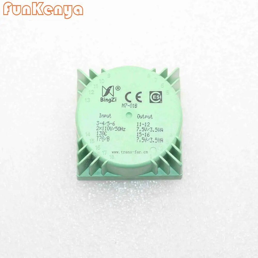 Bingzi Green Square Transformer 7W No PCB, Dual 6V
