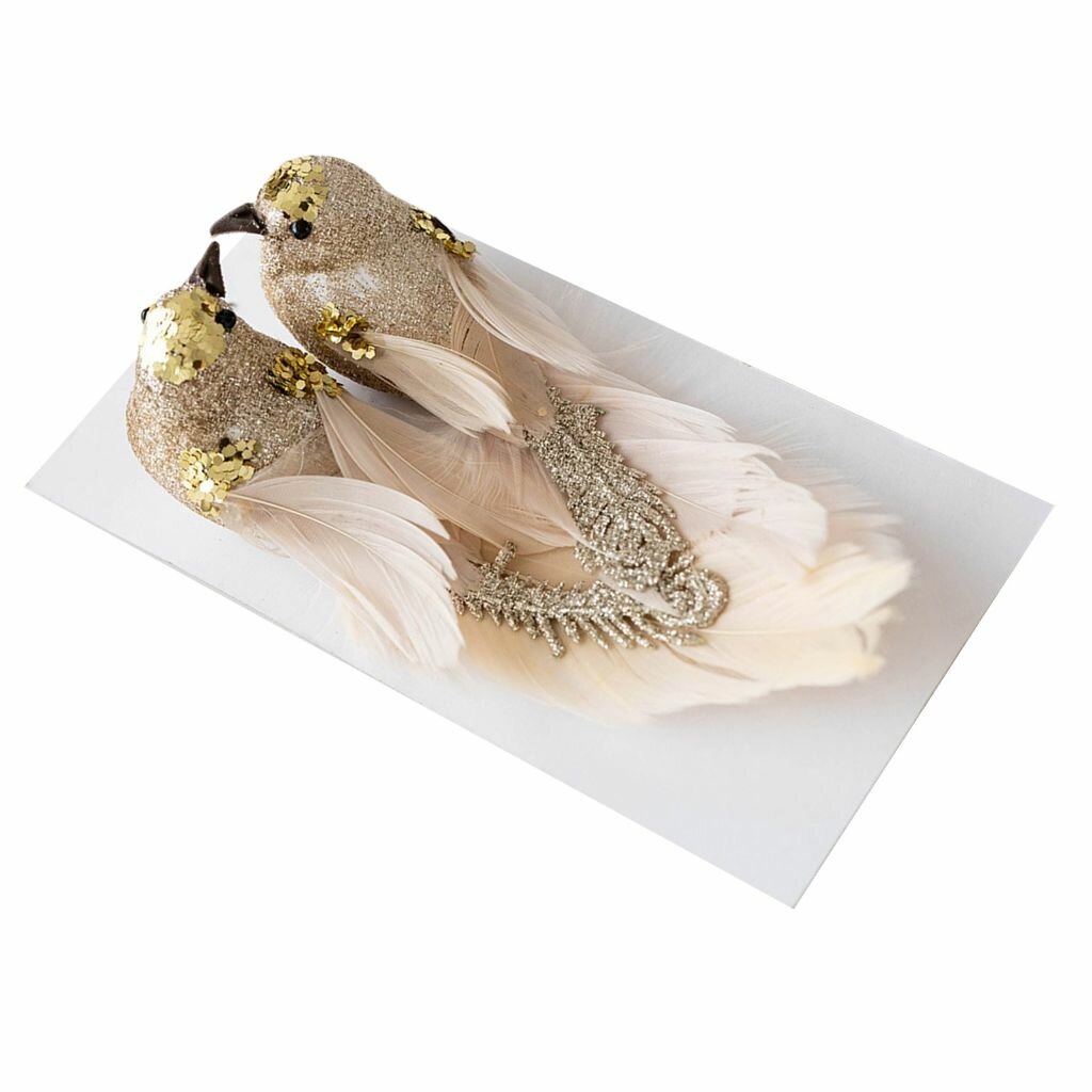 Праздничное оформление, Подвеска для елки - пернатая птица с перьями - шампанское, пара