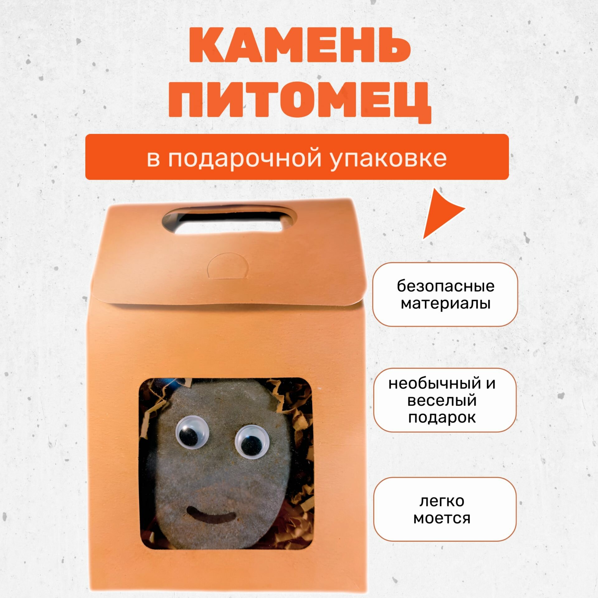 Породистый камень питомец в подарочной упаковке, натуральный камень