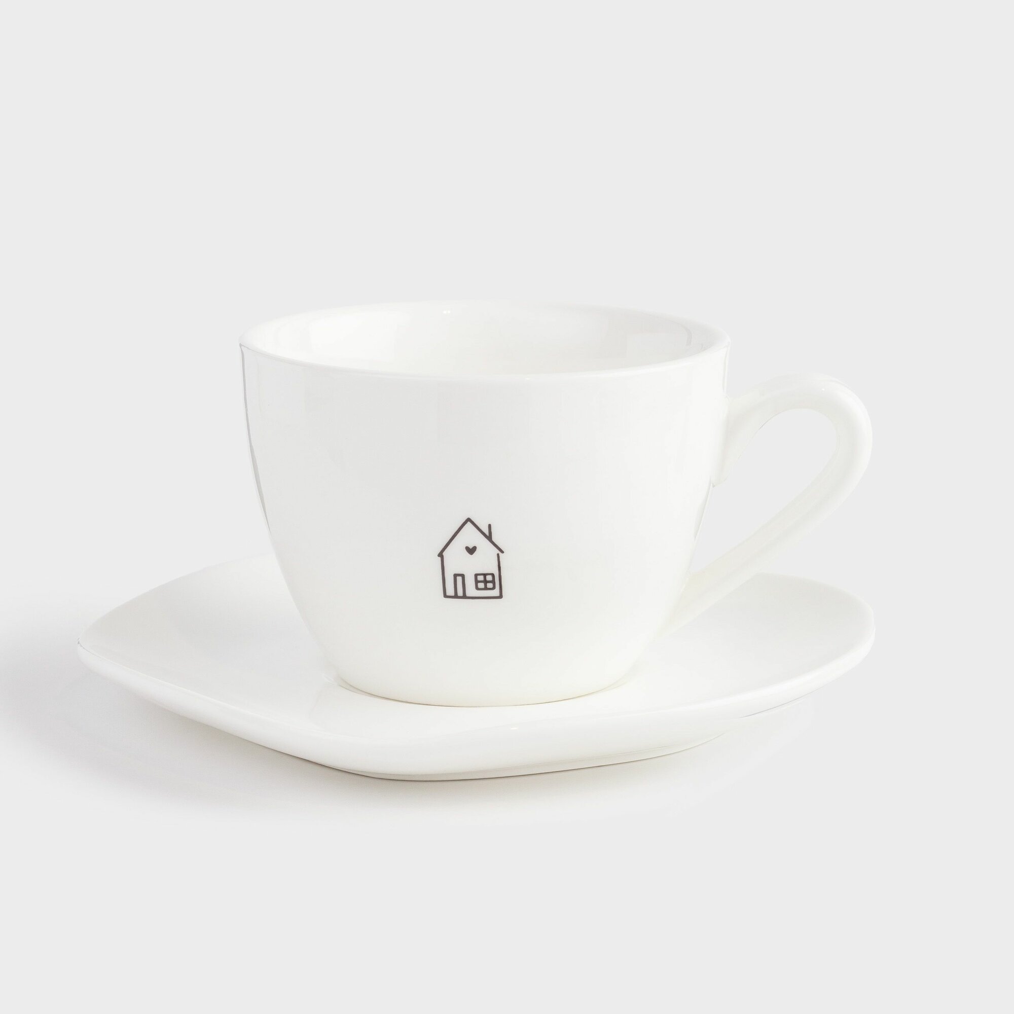 Пара чайная, 1 перс, 2 пр, 200 мл, фарфор P, белая, Дом, Amour