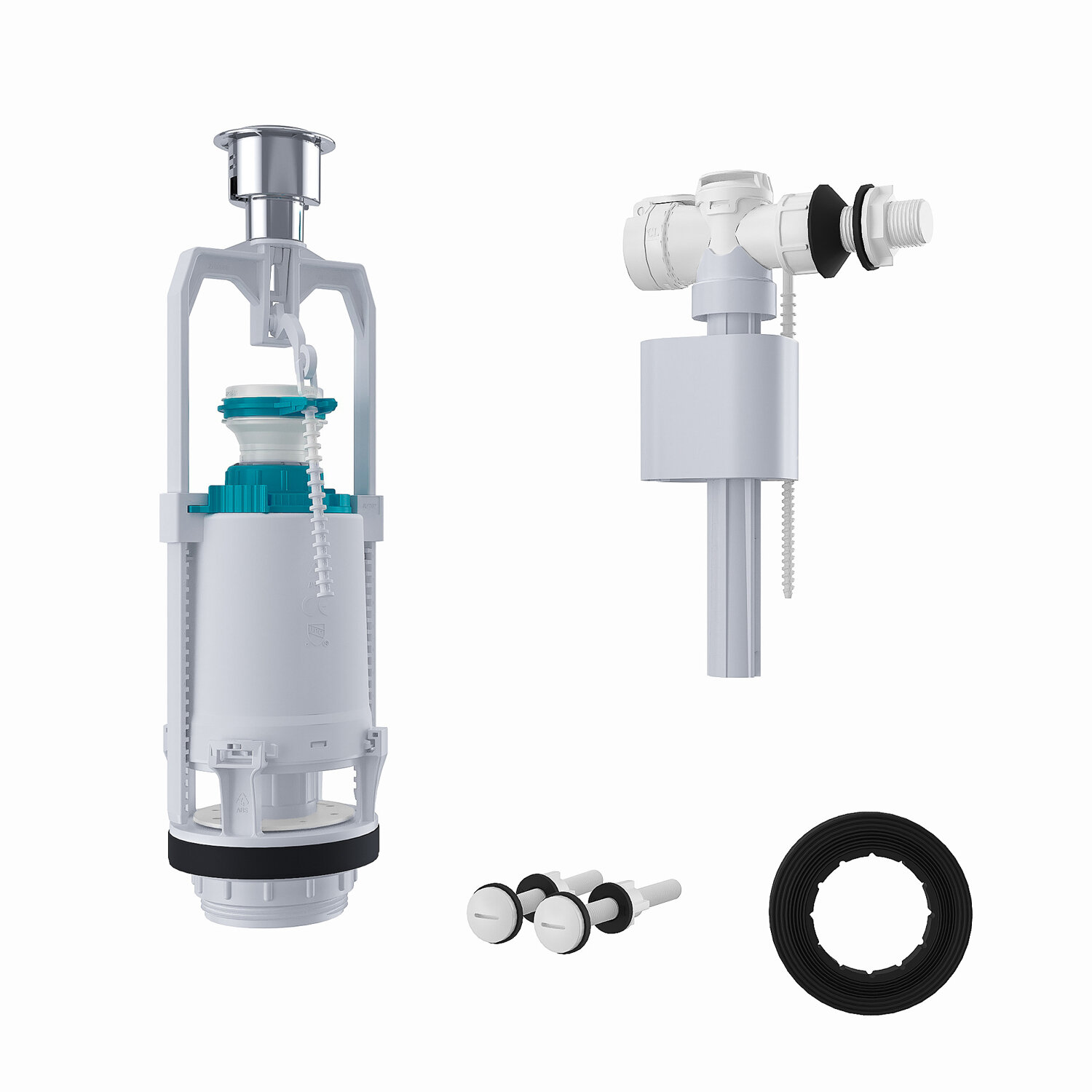 Арматура водосливная одноуровневая, боковой подвод, круглая прокладка (1/20) "IDDIS" F012400-0005