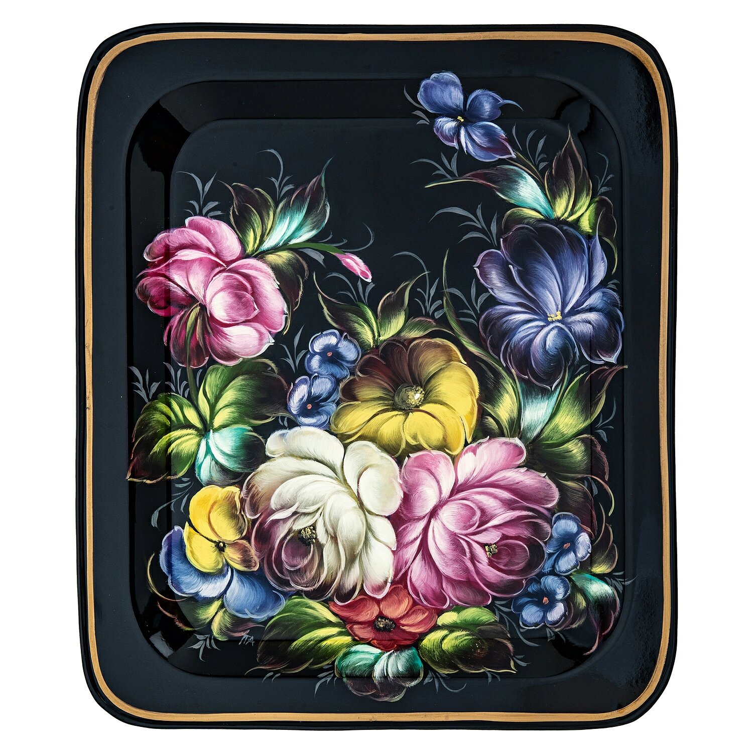 100606 Поднос с авторской росписью 32*28см АА1993