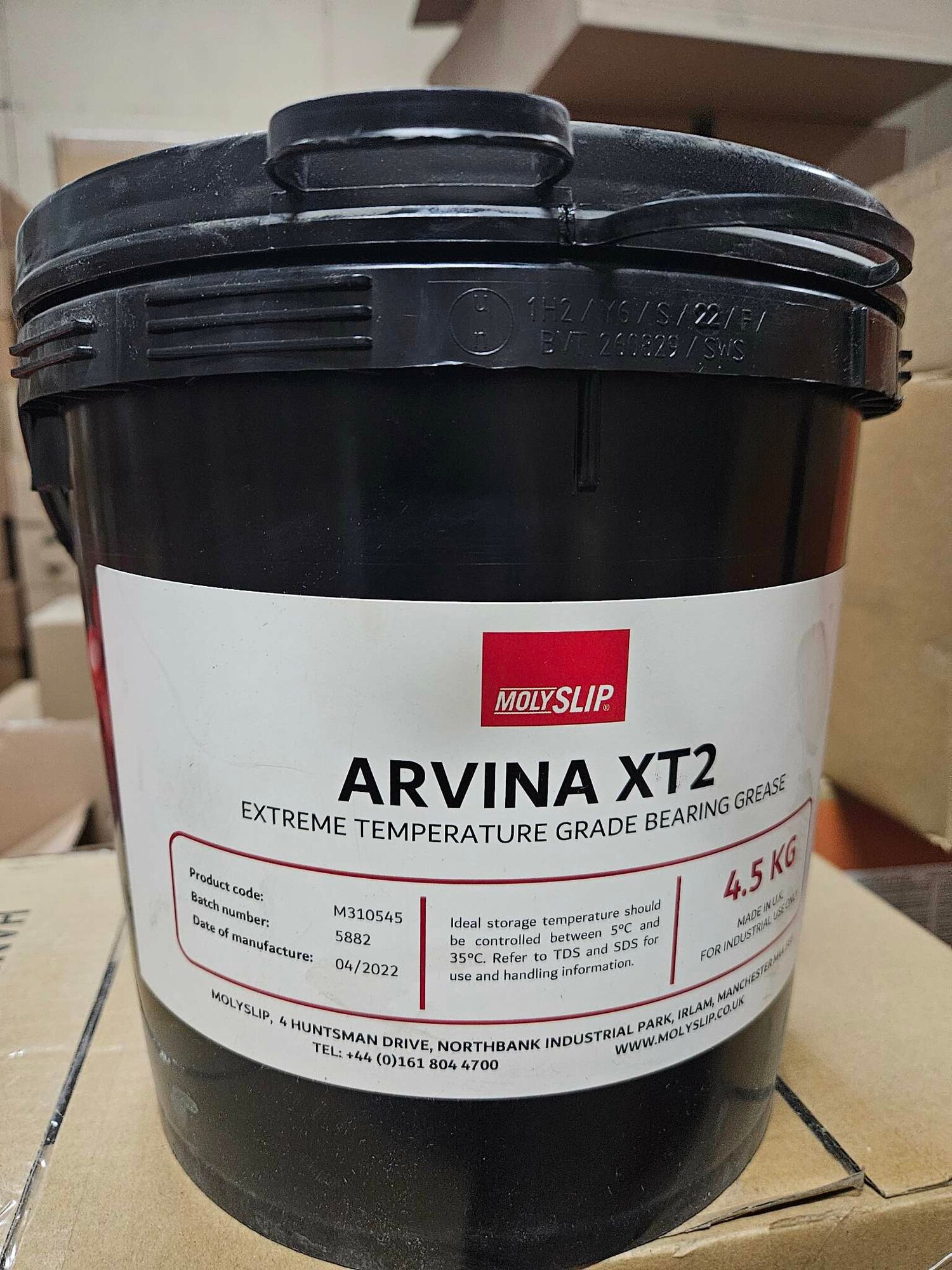 Термостойкая смазка MOLYSLIP "ARVINA XT2", для скоростных подшипников, 4.5 кг