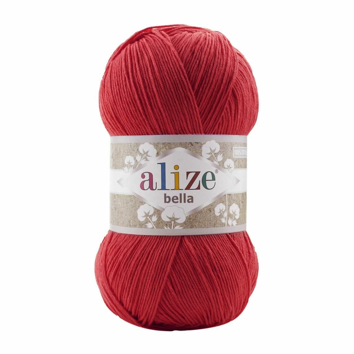 Пряжа ALIZE "Bella 100", 100 гр 360 м, 100% хлопок, 56 красный, 5 шт