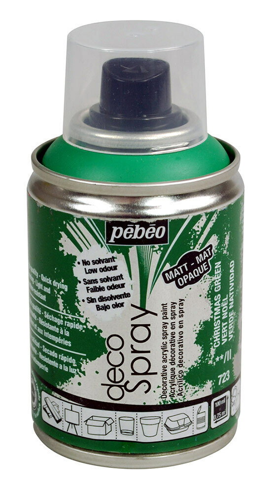 Краска на водной основе Pebeo decoSpray, (аэрозоль), 100 мл, зеленый рождественский