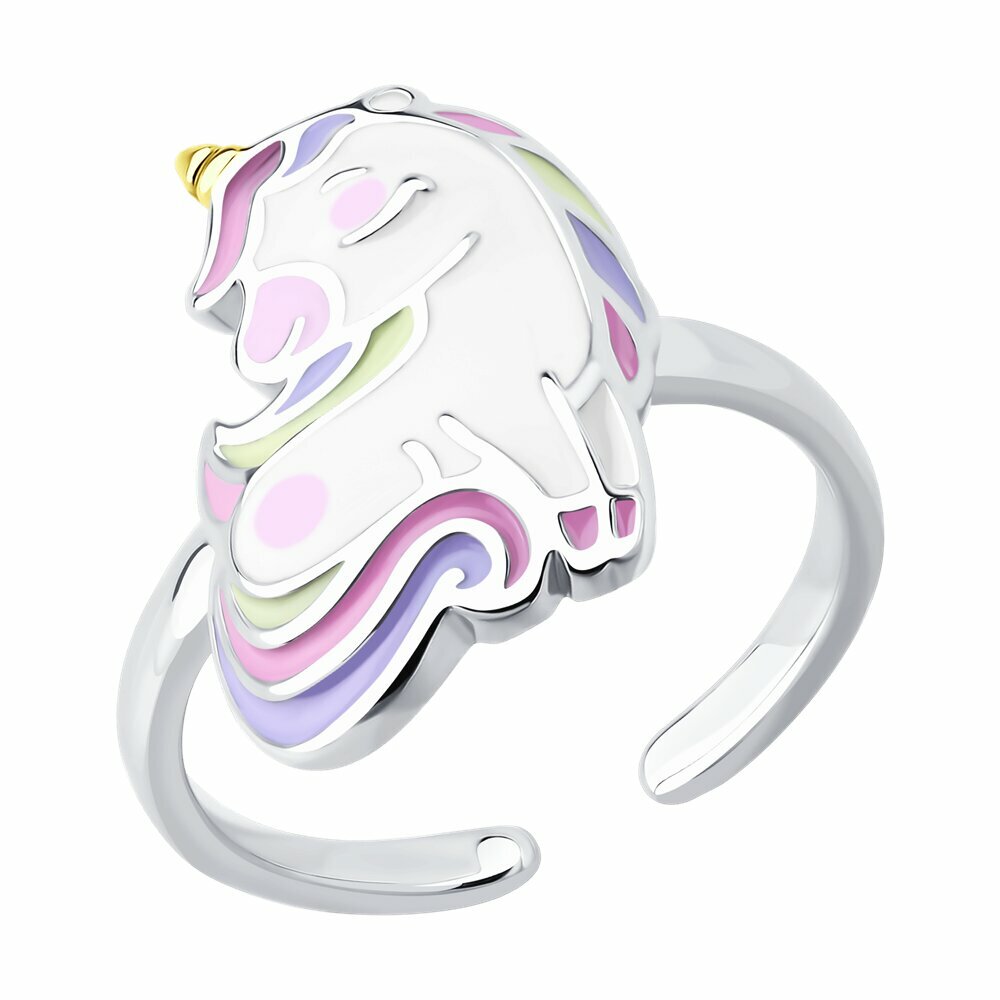 Кольцо, серебро, 925 проба, родирование, эмаль