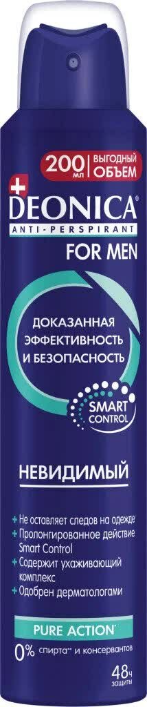 Дезодорант Deonica "For Men", Невидимый, спрей, 200 мл