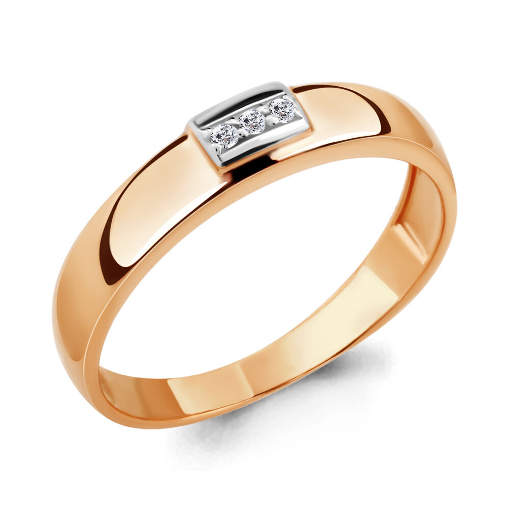 Кольцо помолвочное, красное золото, 585 проба, бриллиант