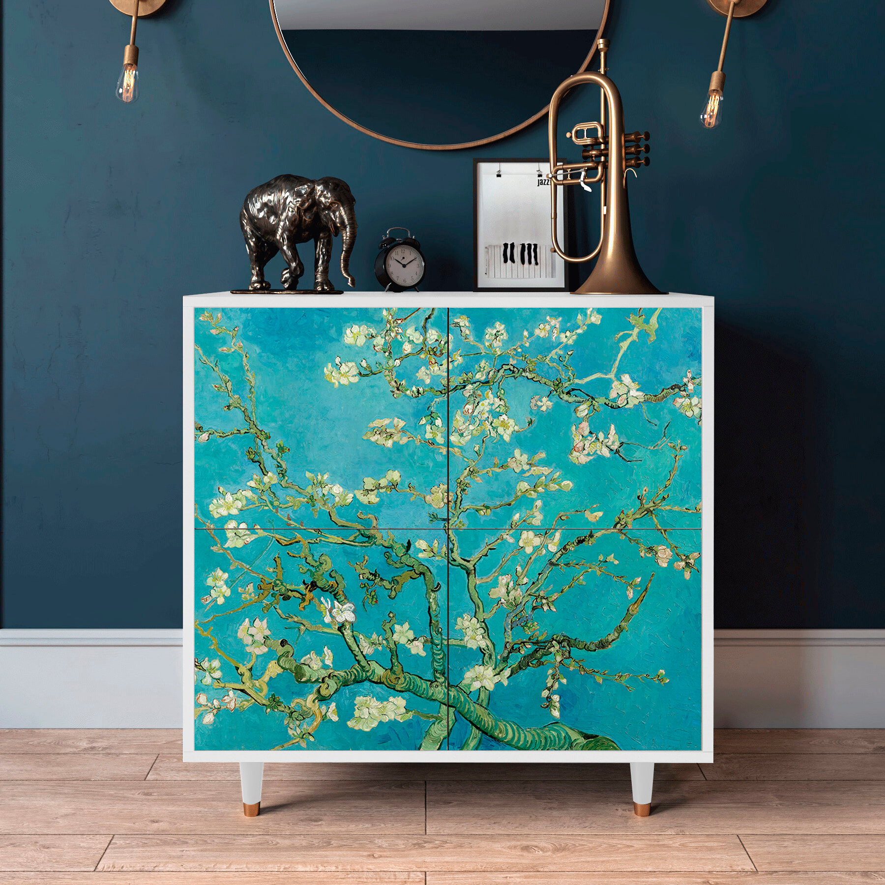 Комод - STORYZ - BS3 Almond Blossom by Van Gogh, Размер - 94 x 96 x 48 см, Цвет корпуса - Белый