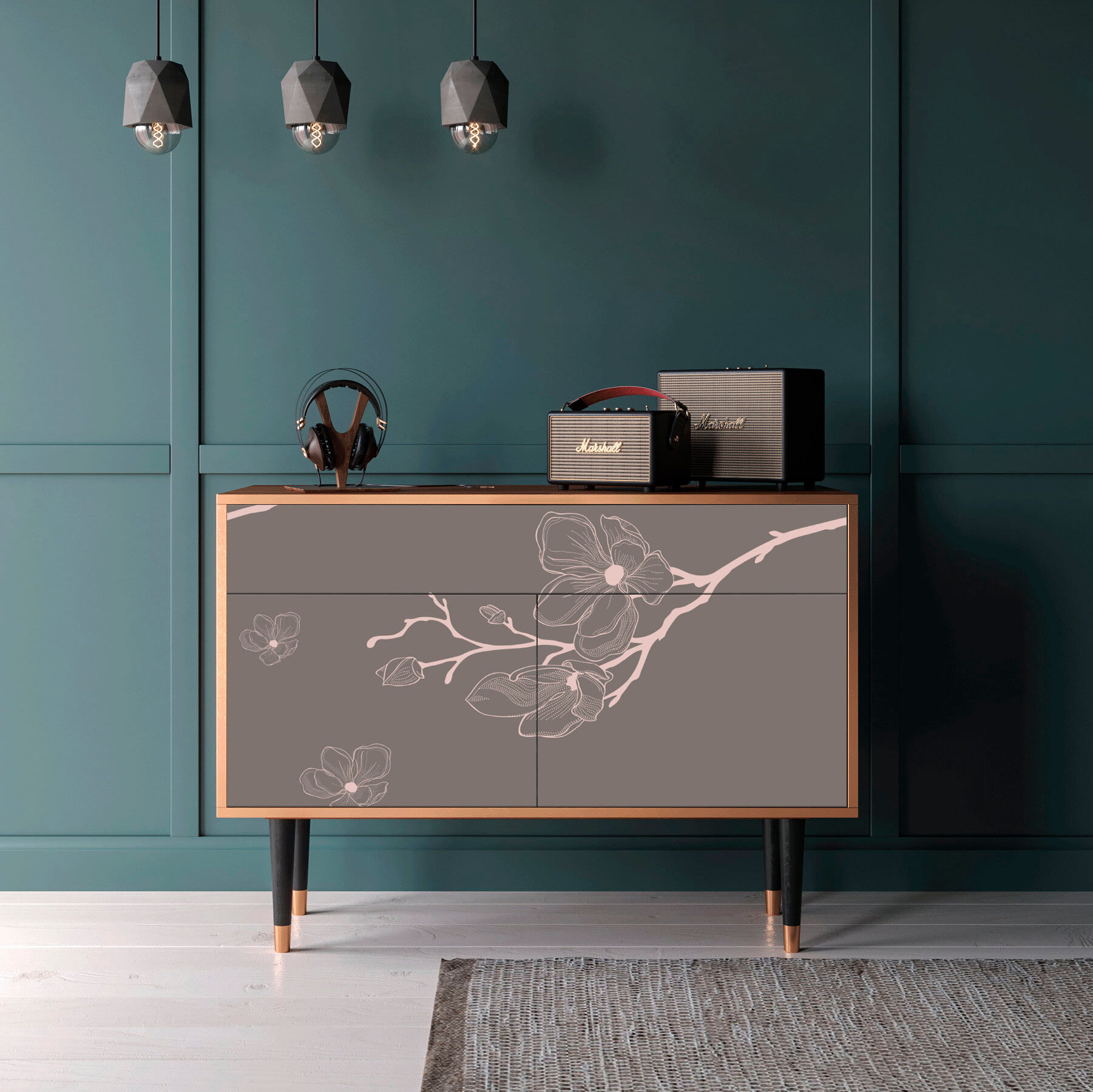 Комод - STORYZ - BS4 Rose Quartz, Размер - 115 x 85 x 48 см, Цвет корпуса - Орех