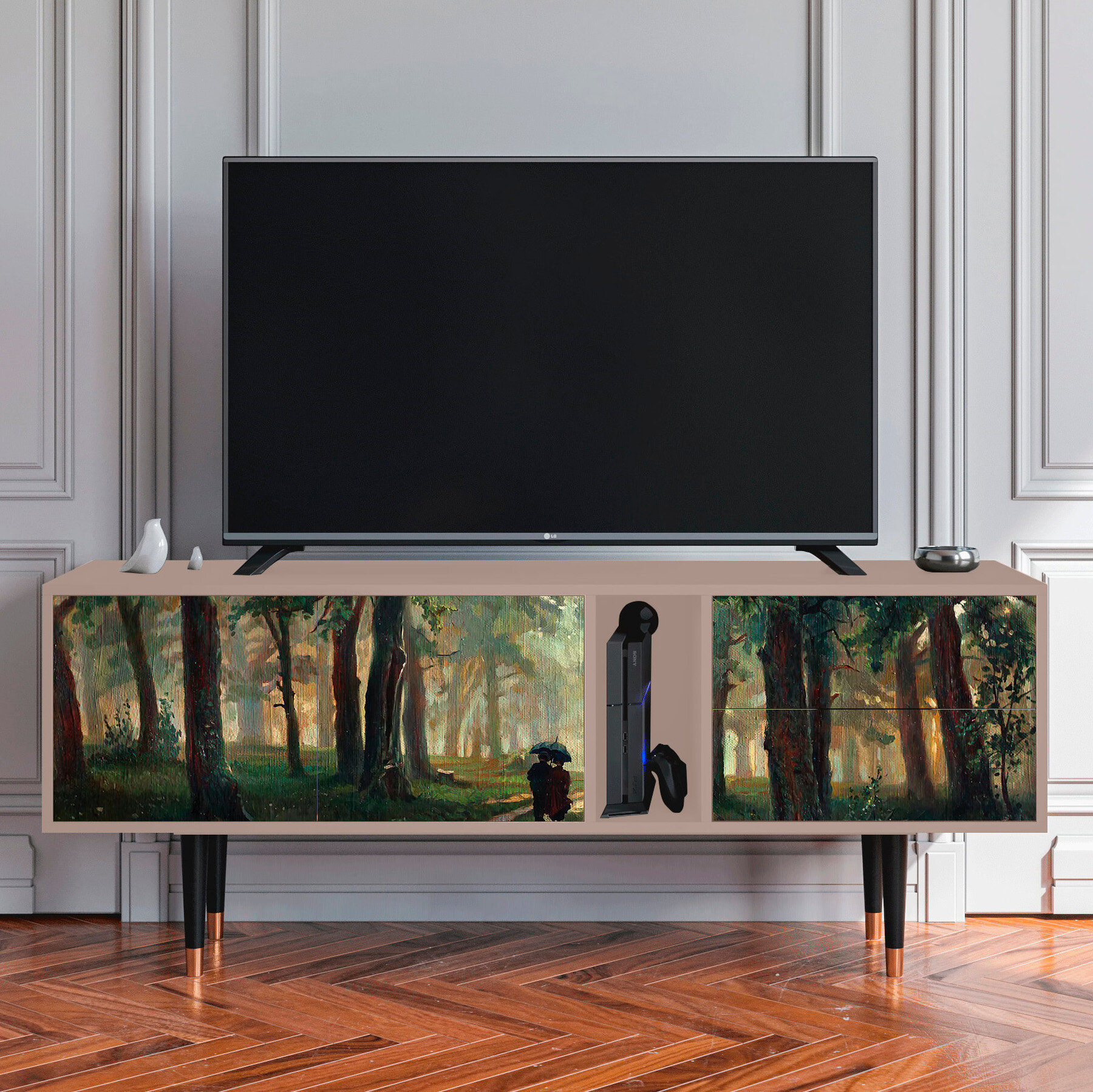 ТВ-Тумба - STORYZ - T1 Rain in the Oak Forest by Ivan Shishkin, Размер - 170 x 69 x 48 см, Цвет корпуса - , Бежевый