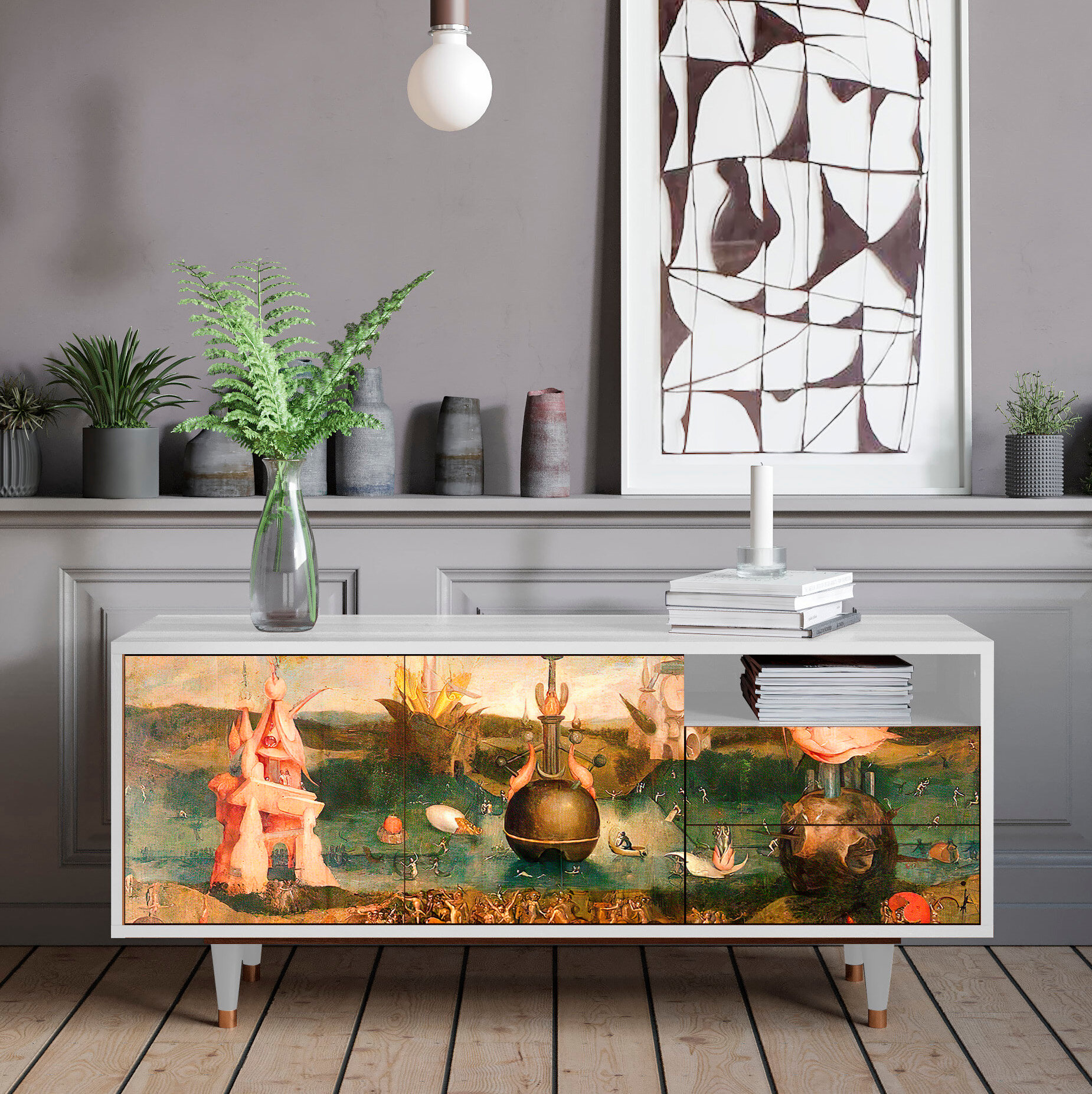 ТВ-Тумба - STORYZ - T7 Garden of Earthly Delights by Hieronymus Bosch, Размер - 125 x 56 x 41 см, Цвет корпуса - , Белый