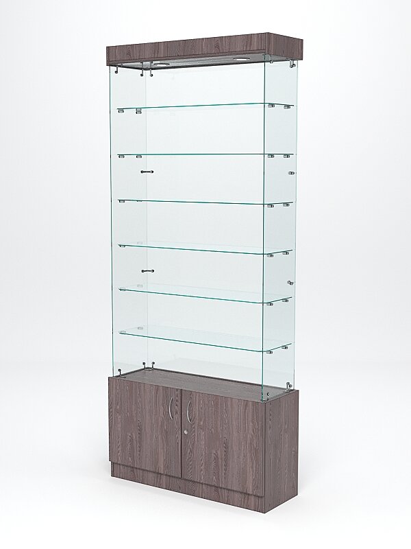 Витрина стеклянная "истра" №131 (без дверок, задняя стенка - стекло), Ясень Анкор