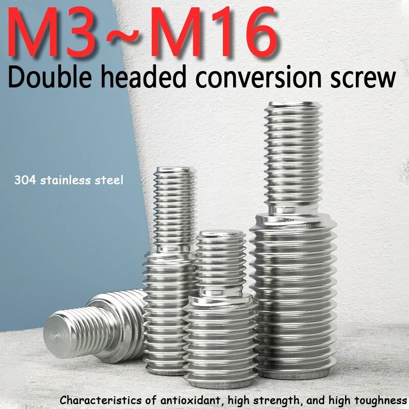 Резьбовой переходник М3-М16 из нержавеющей стали M4x15-M8x15mm-5pcs